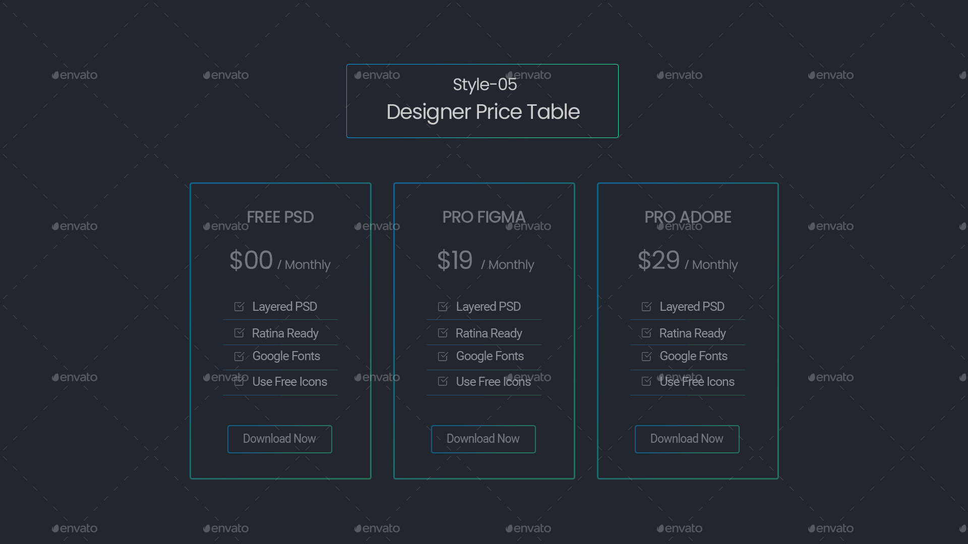 Developer PSD Pricing Tables, Web Elements | GraphicRiver